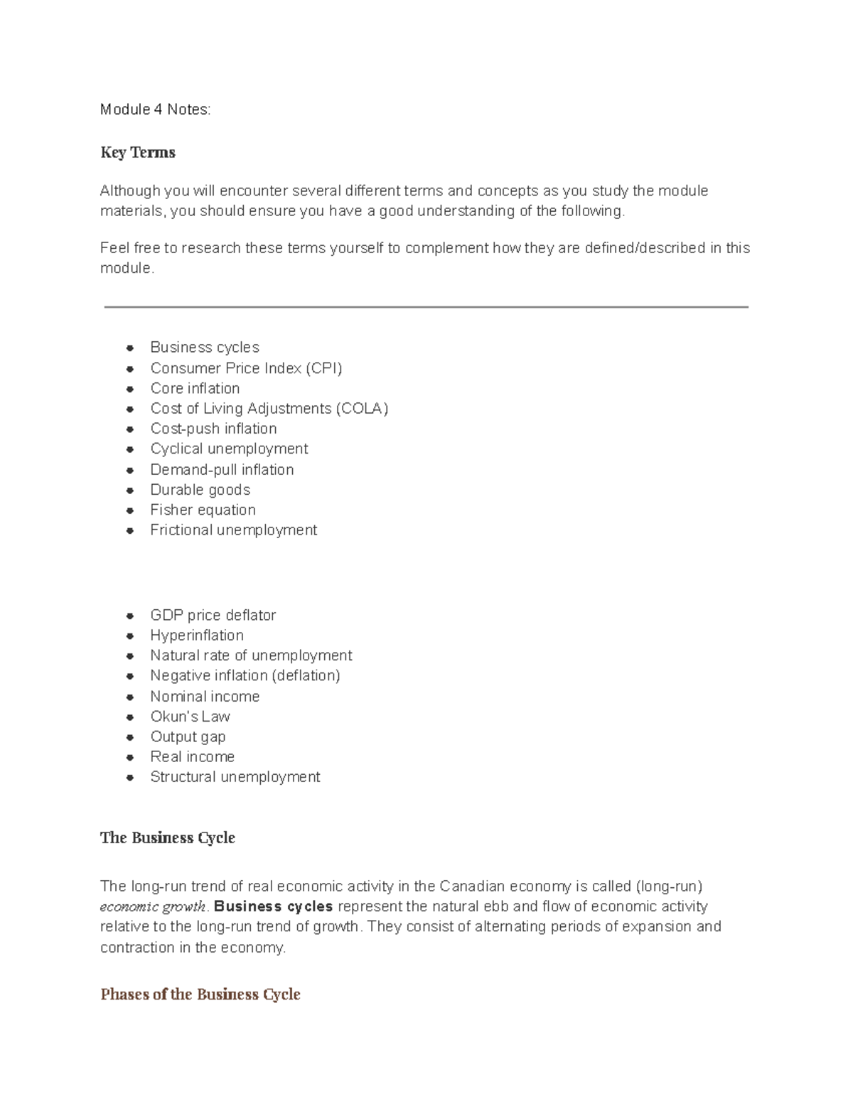 Module 4 notes - Module 4 Notes: Key Terms Although you will encounter ...