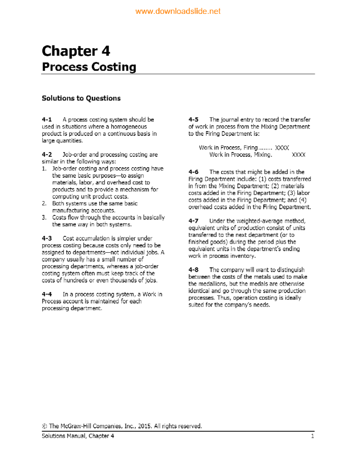 Chapter 4 Solutions - Process Costing in Managerial Accounting - Studocu