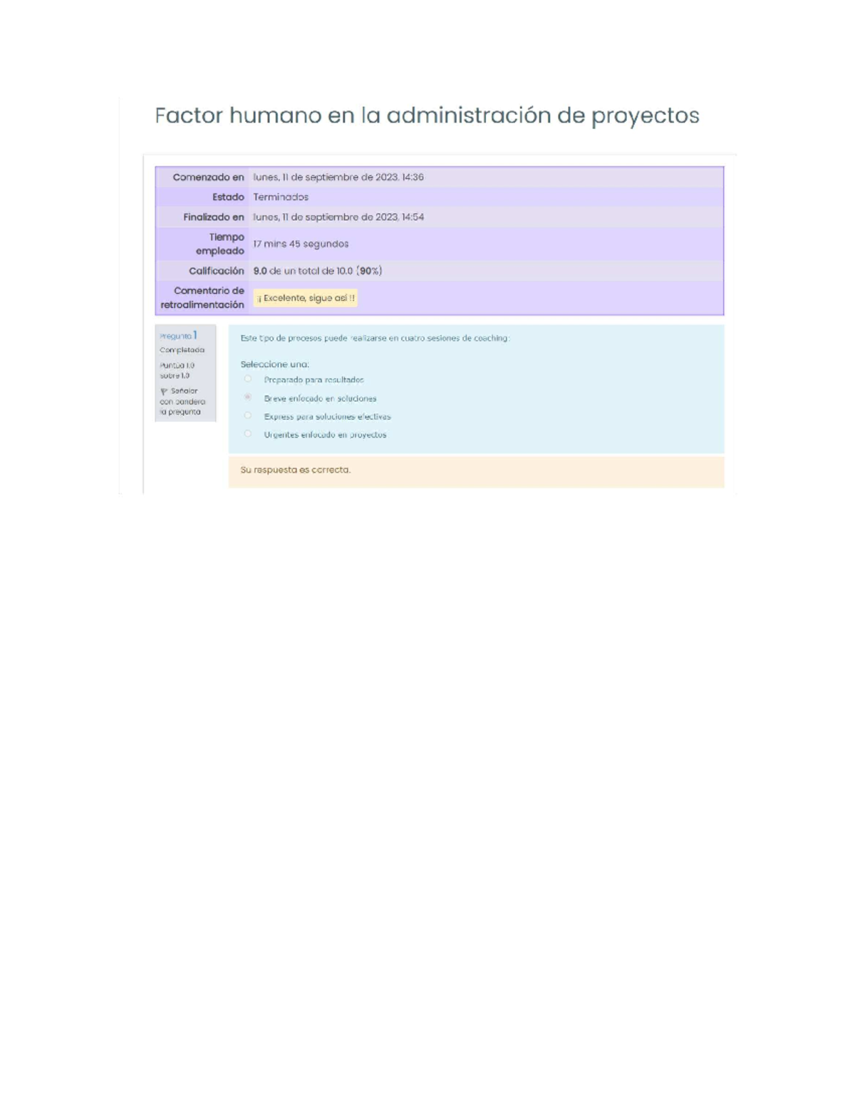 Factor Humano en la Admin. de Proyectos - Exámenes Semana 2 - Studocu