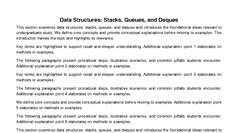 Data Structures: Stacks, Queues, and Deques - Study Notes 33 - Studocu