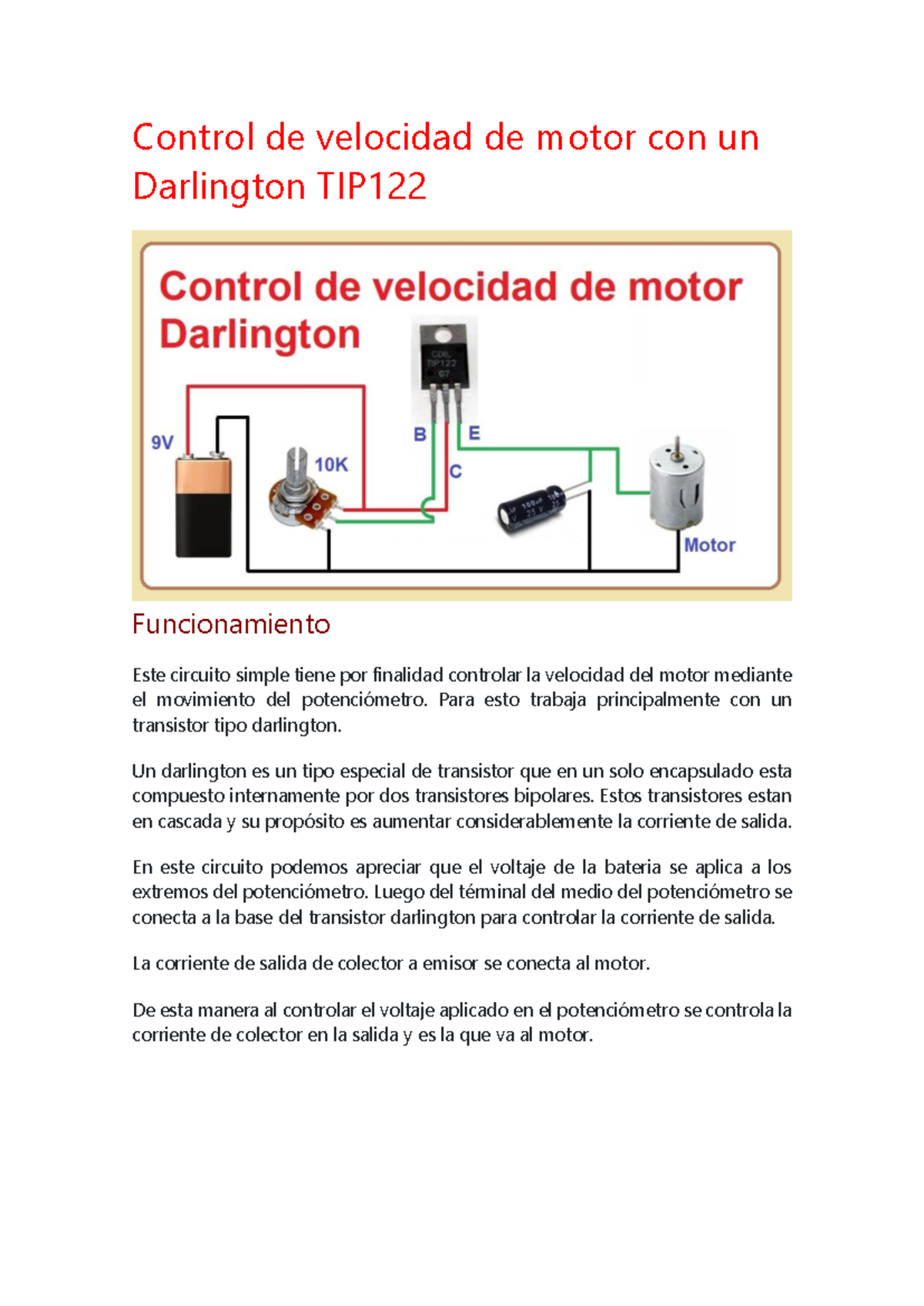 2 Control de velocidad de motor con un Darlington TIP122 - Control de ...