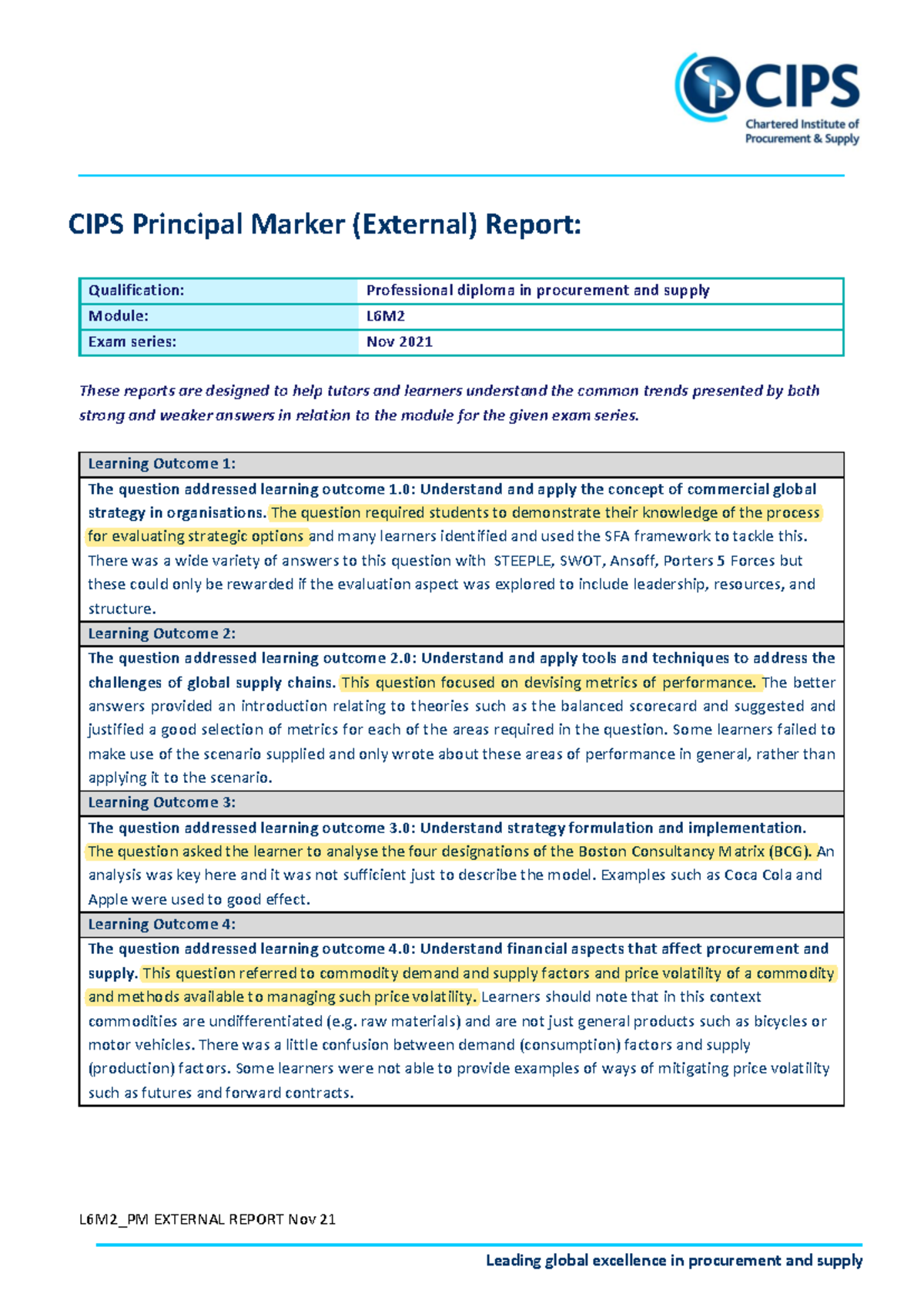 L6M2 PM Report External Nov 21 - Leading global excellence in ...
