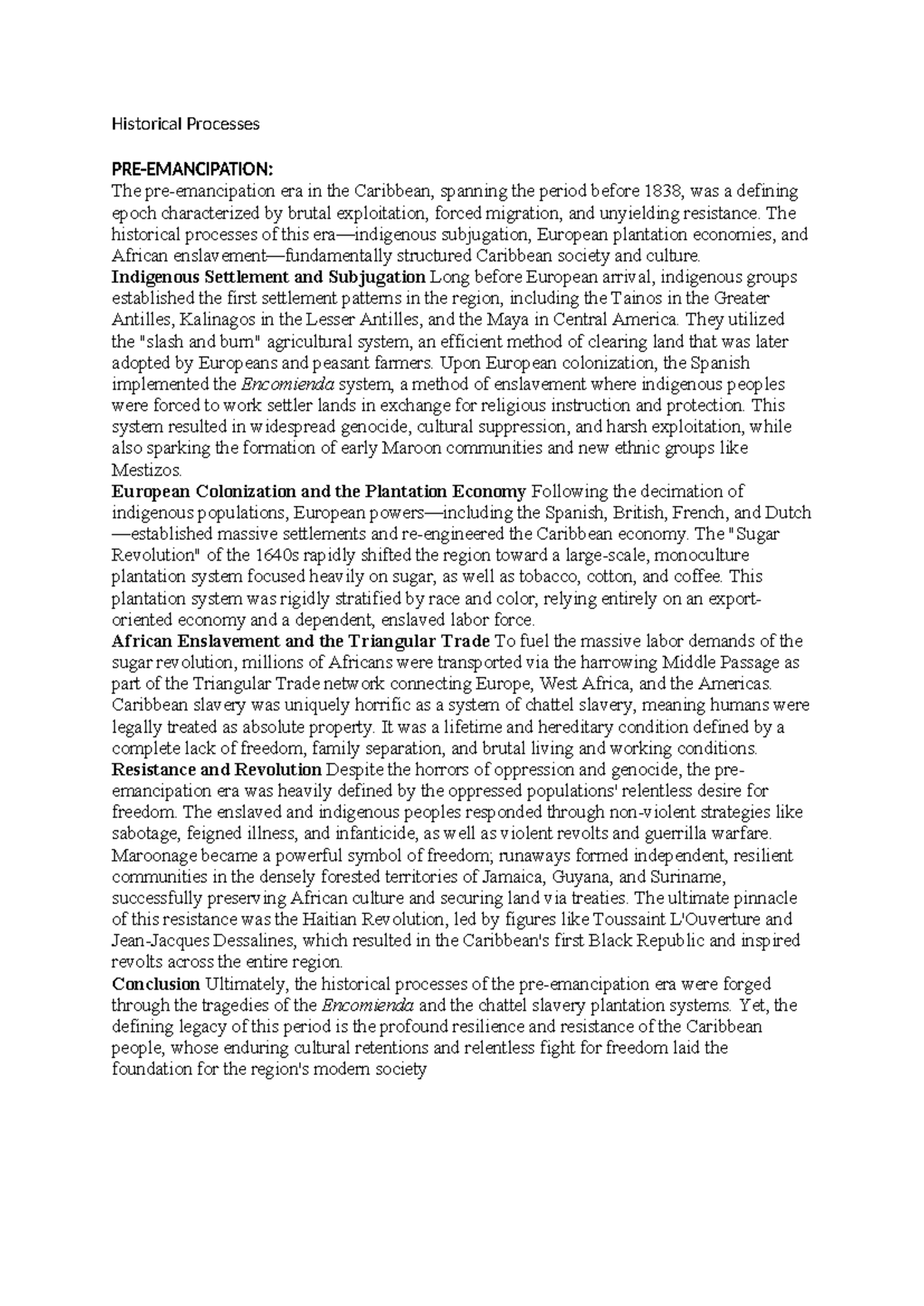 Historical Processes in Caribbean Studies: Pre-1838 to Post ...