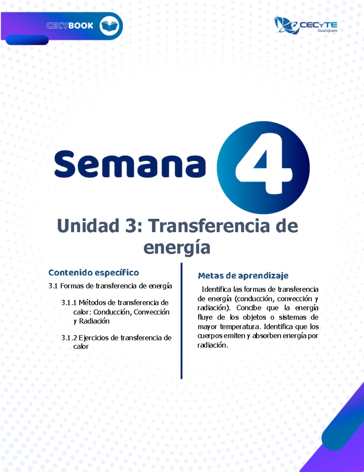 Unidad 3: Métodos de Transferencia de Energía y Calor - Studocu