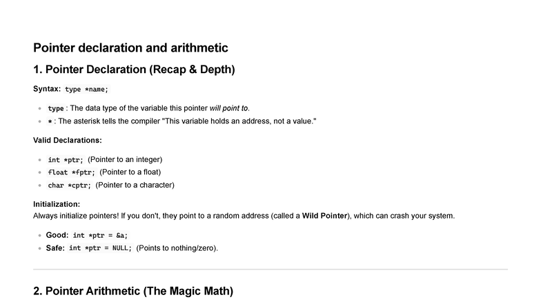 Pointer declaration and arithmetic - Pointer Declaration (Recap & Depth ...