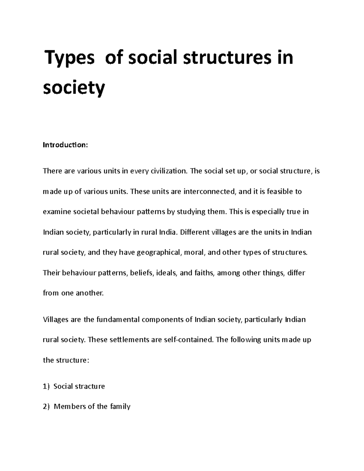 Types of social structures in society - Types of social structures in ...