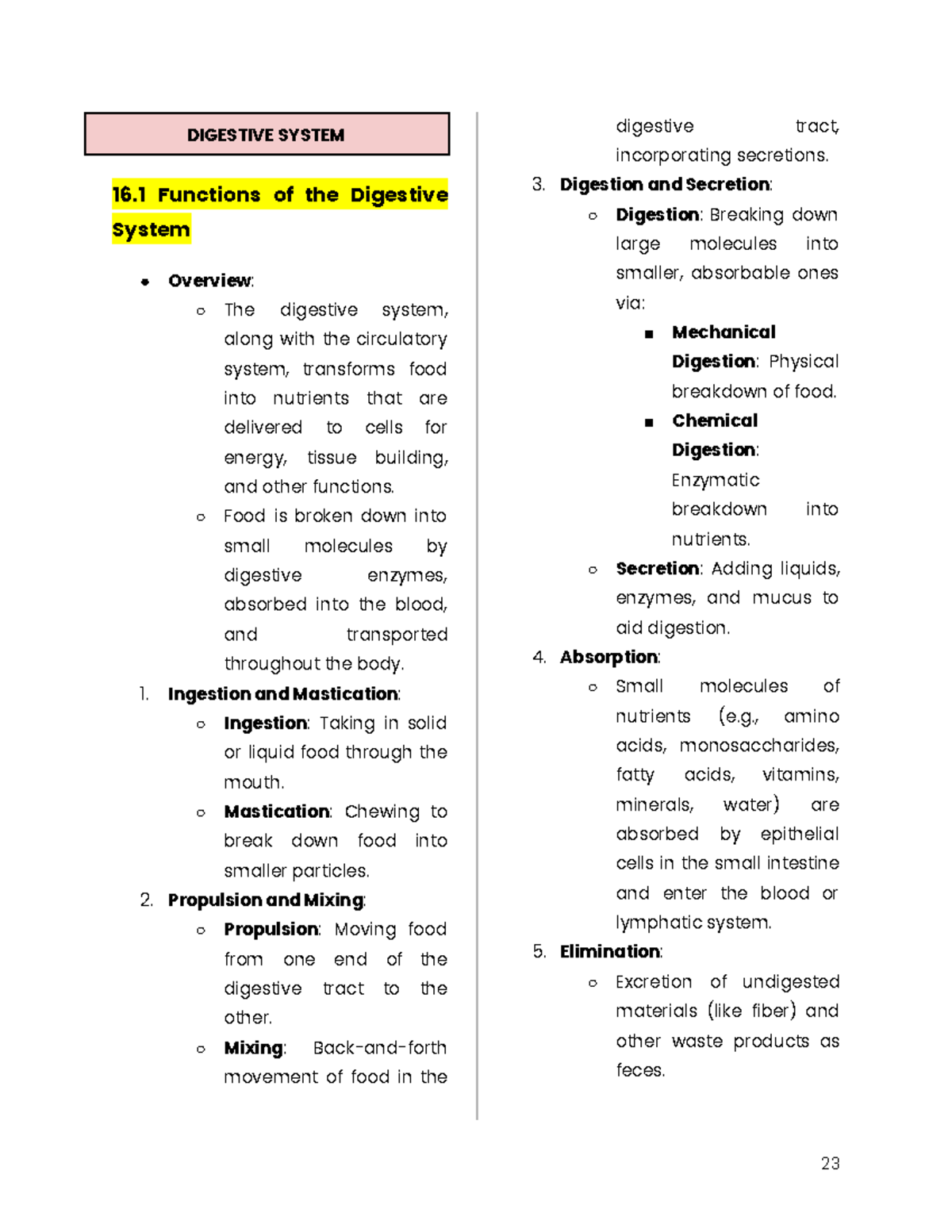 Digestive System Overview: Functions, Anatomy, and Secretions (BIO 101 ...