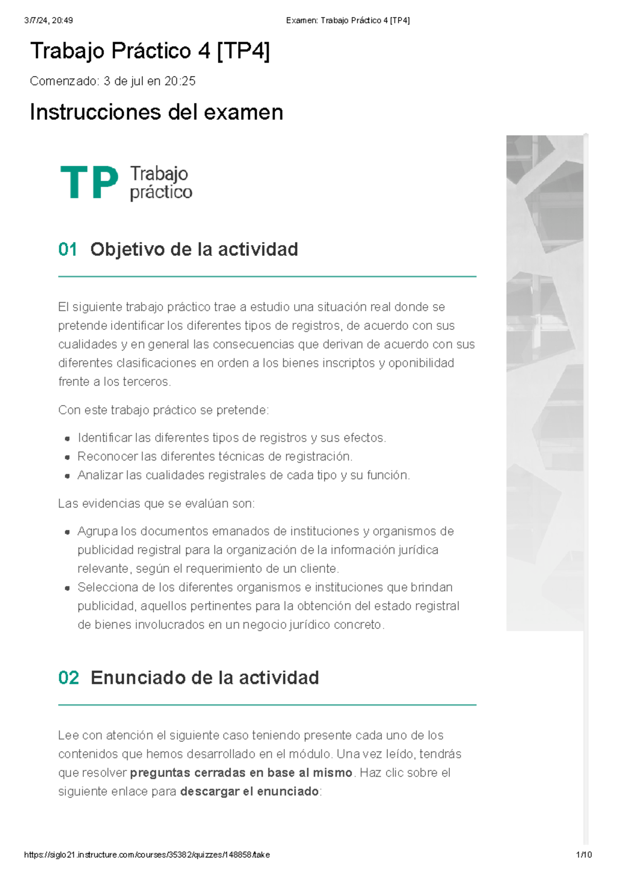 Examen Trabajo Práctico 4 [TP4] sistime juridico - Trabajo Práctico 4 ...