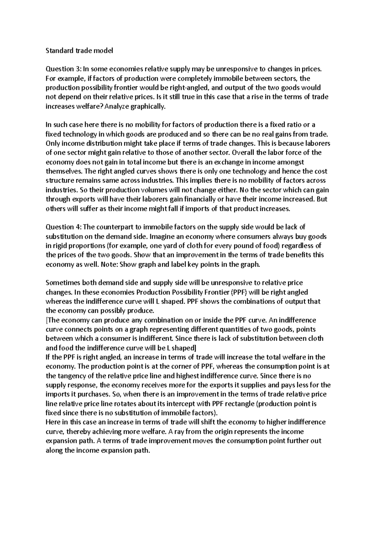 Standard Trade Model - Solved Qs from Chap 6 Analysis and Insights ...
