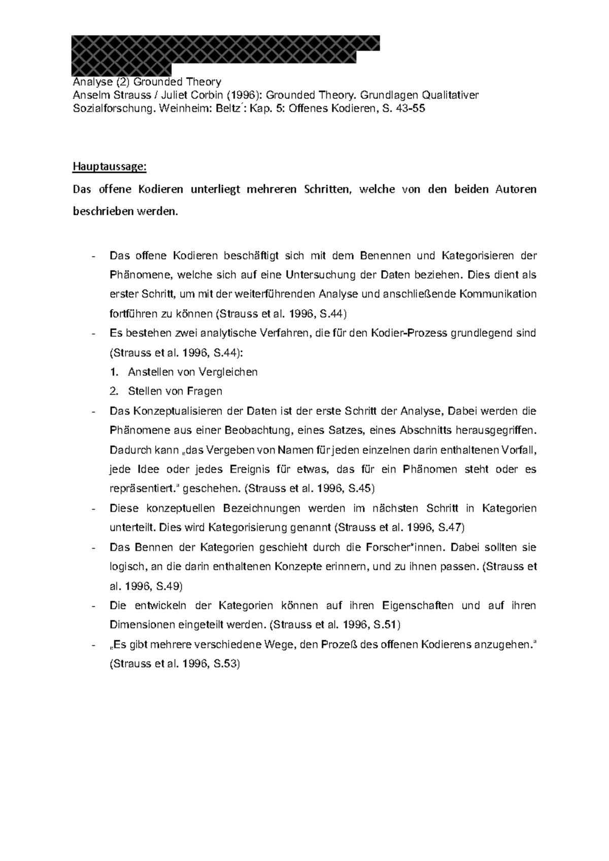 Exzerpt 11 Qualitative Methoden - Analyse (2) Grounded Theory Anselm ...