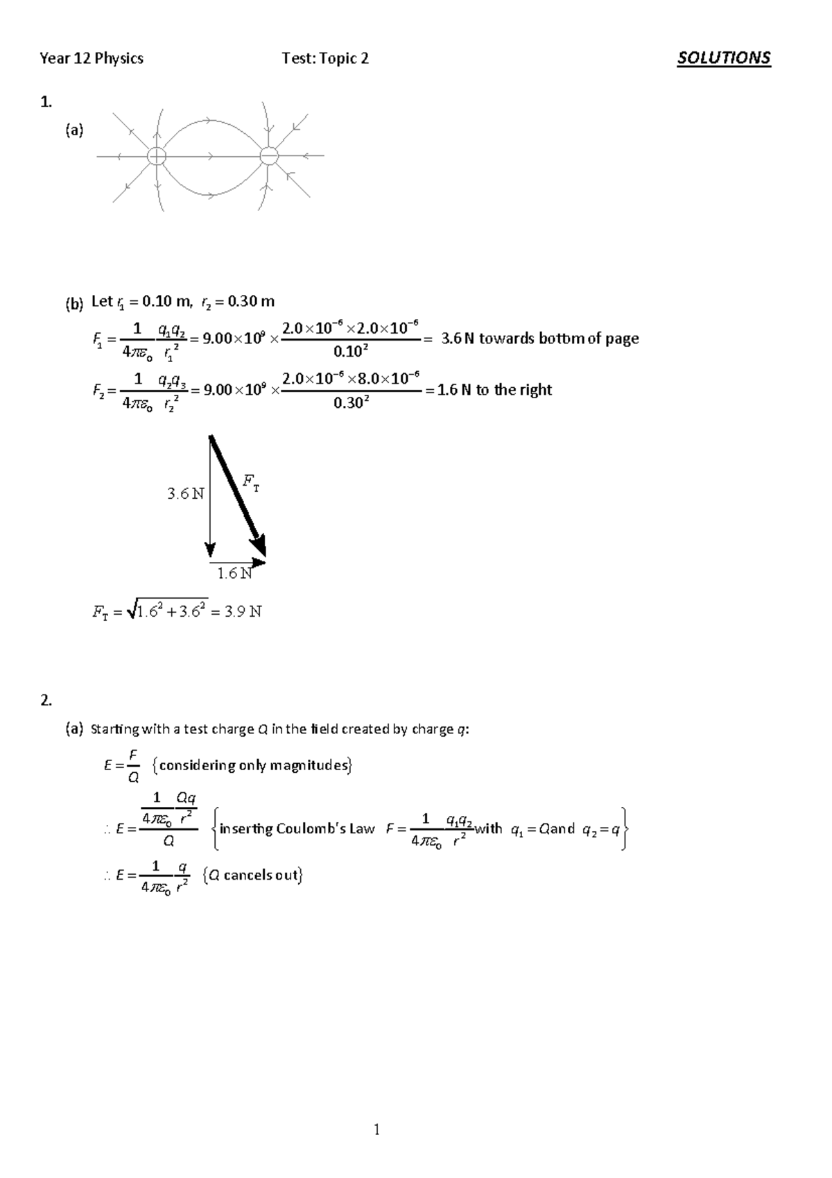 Year 12 Physics Topic 2 Practice Test 2 Solutions - Studocu