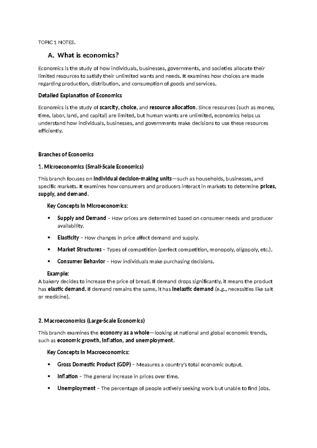 Economics 101: Introductory Concepts & Key Branches Explained - Studocu