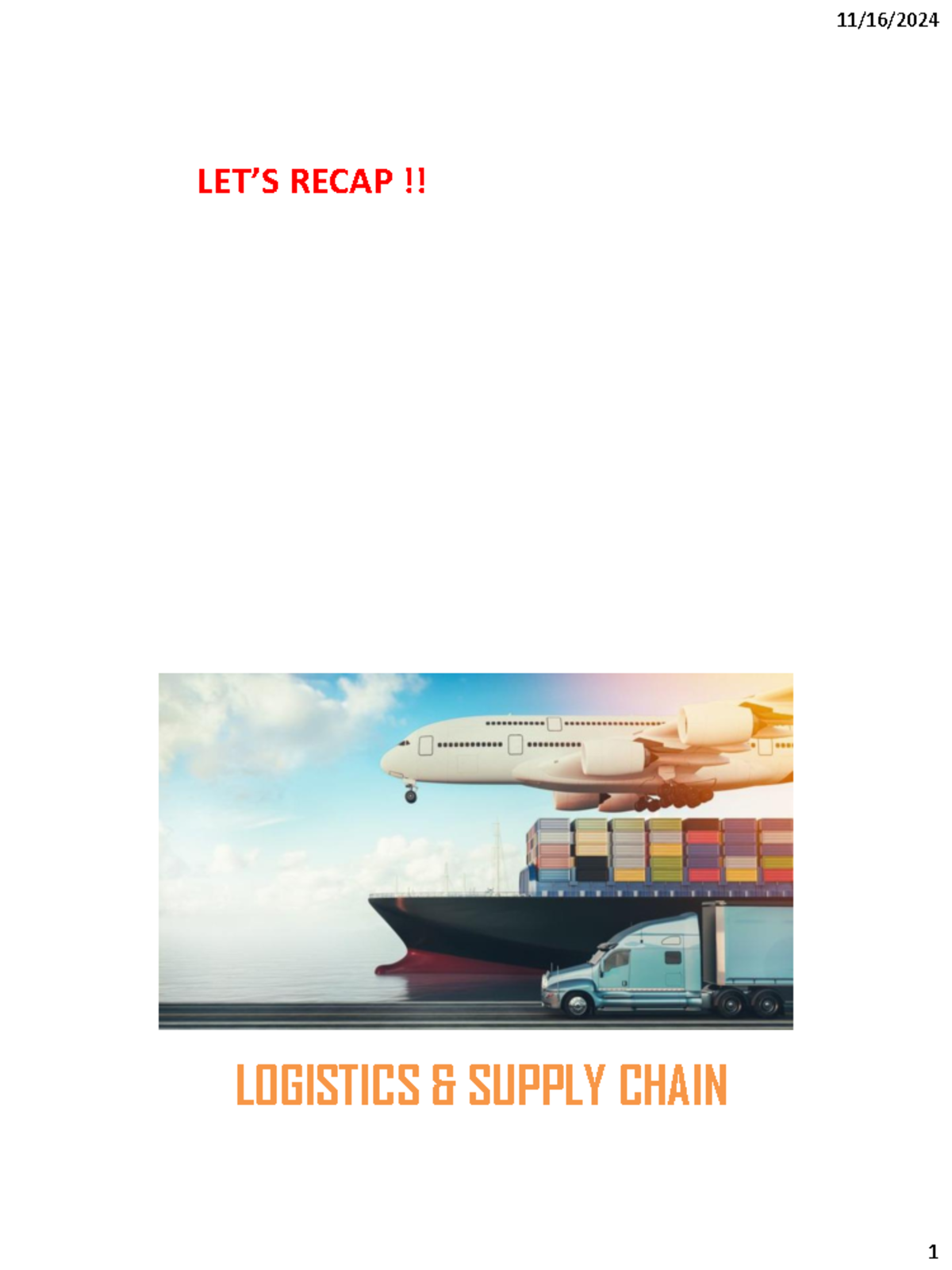 Lesson 9: Supply Chain & Logistics Management Overview - Studocu