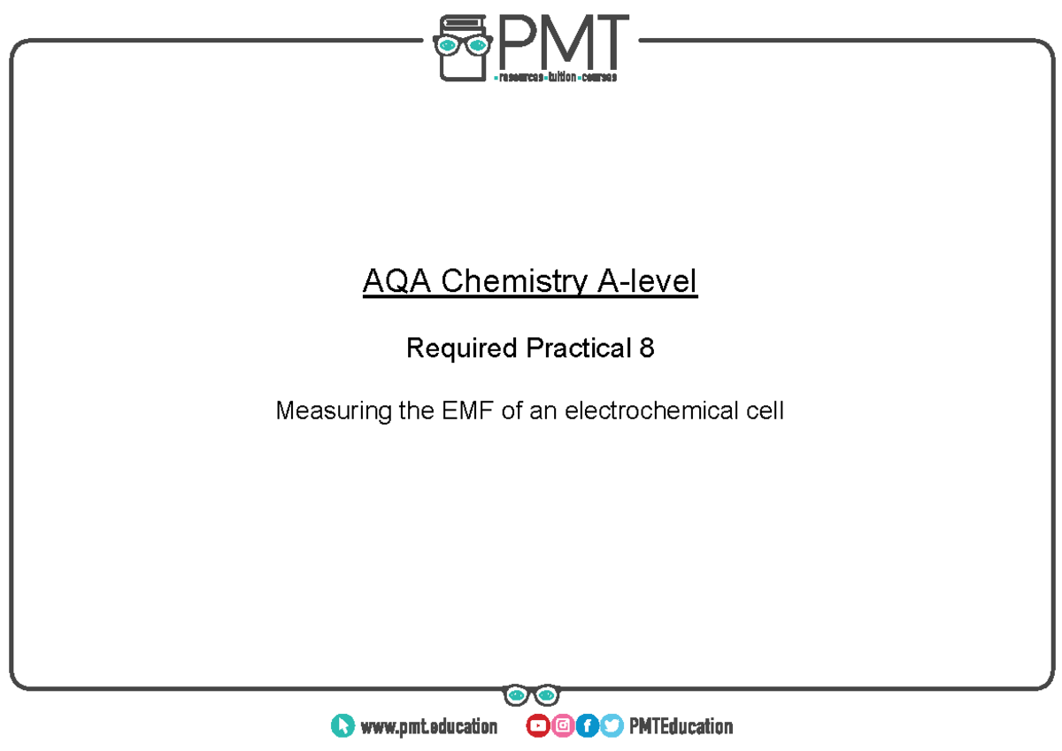 RP 08 - Measuring EMF in Electrochemical Cells: AQA Chemistry Practical ...