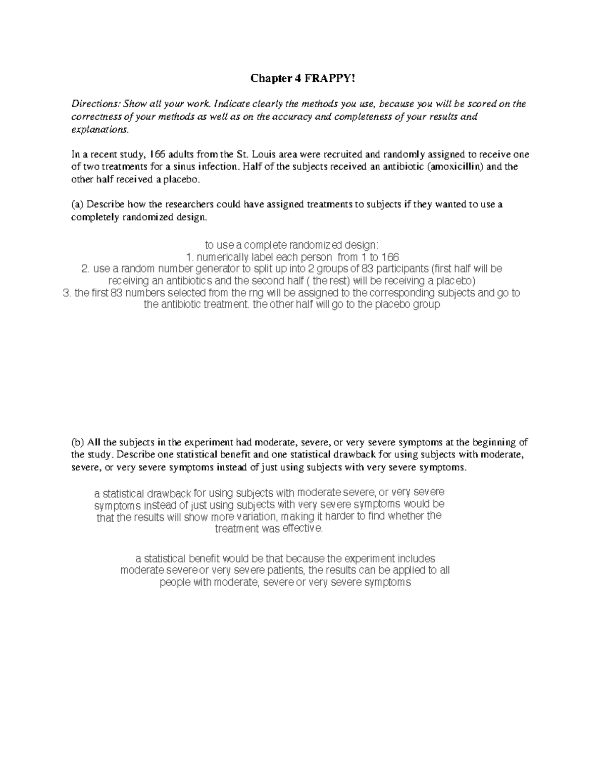 Tan Melissa Frappy 4 - AP Stats problem solving chapter 4 - Chapter 4 ...