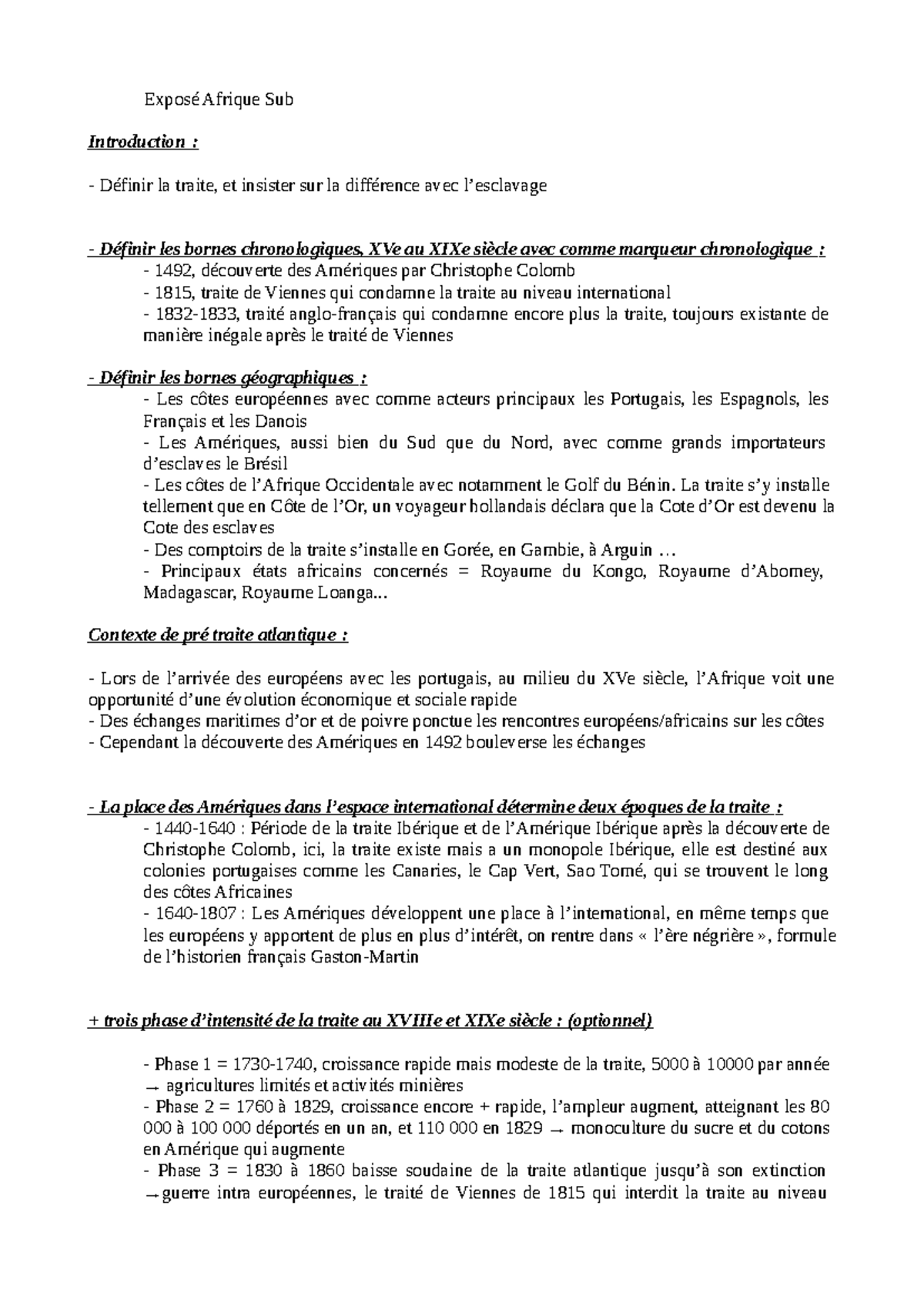 Exposé sur la Traite Négrière en Afrique (XVe-XIXe) - Histoire 101 ...