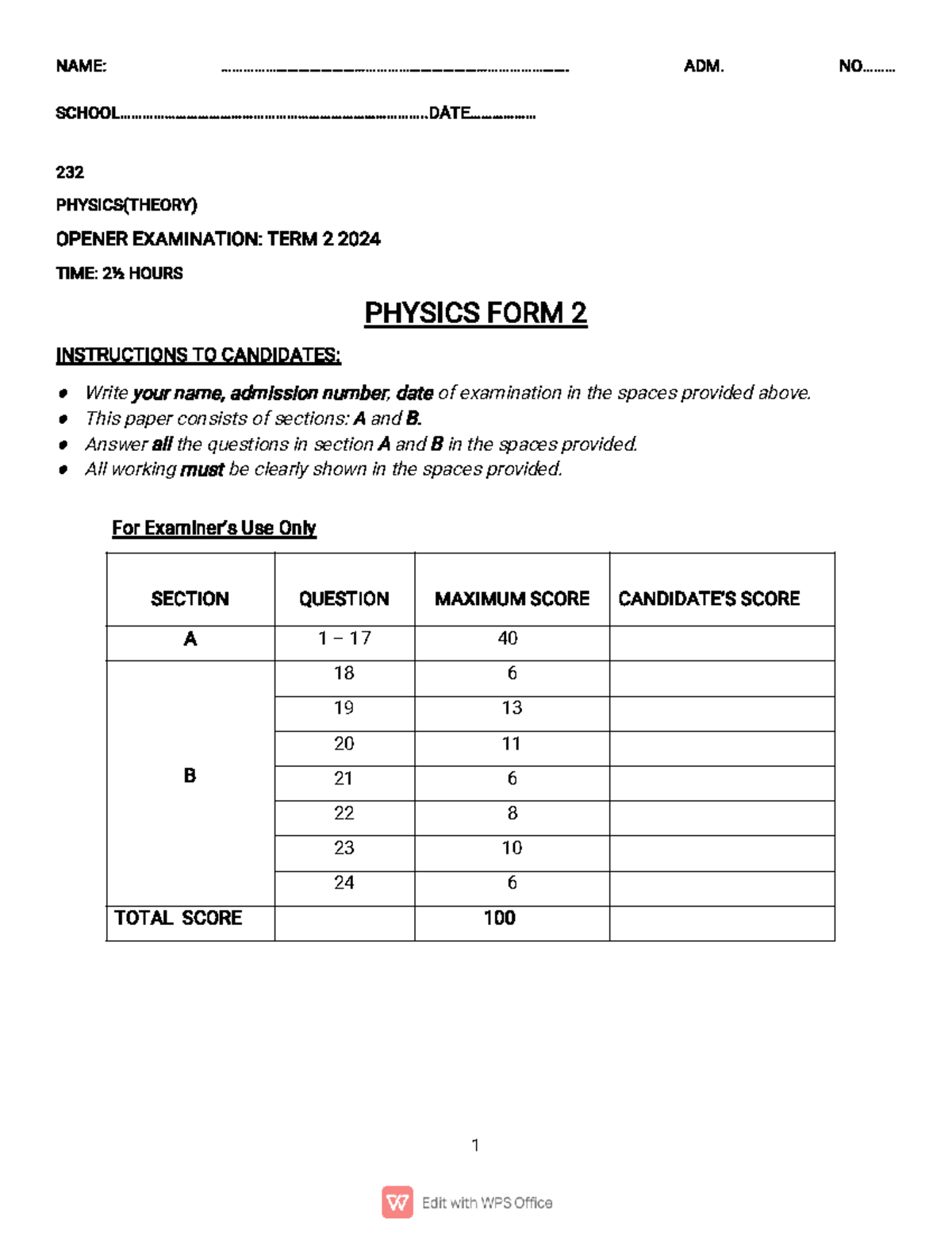 Physics F2 Theory Final Exam Questions - Term 22024 - Studocu