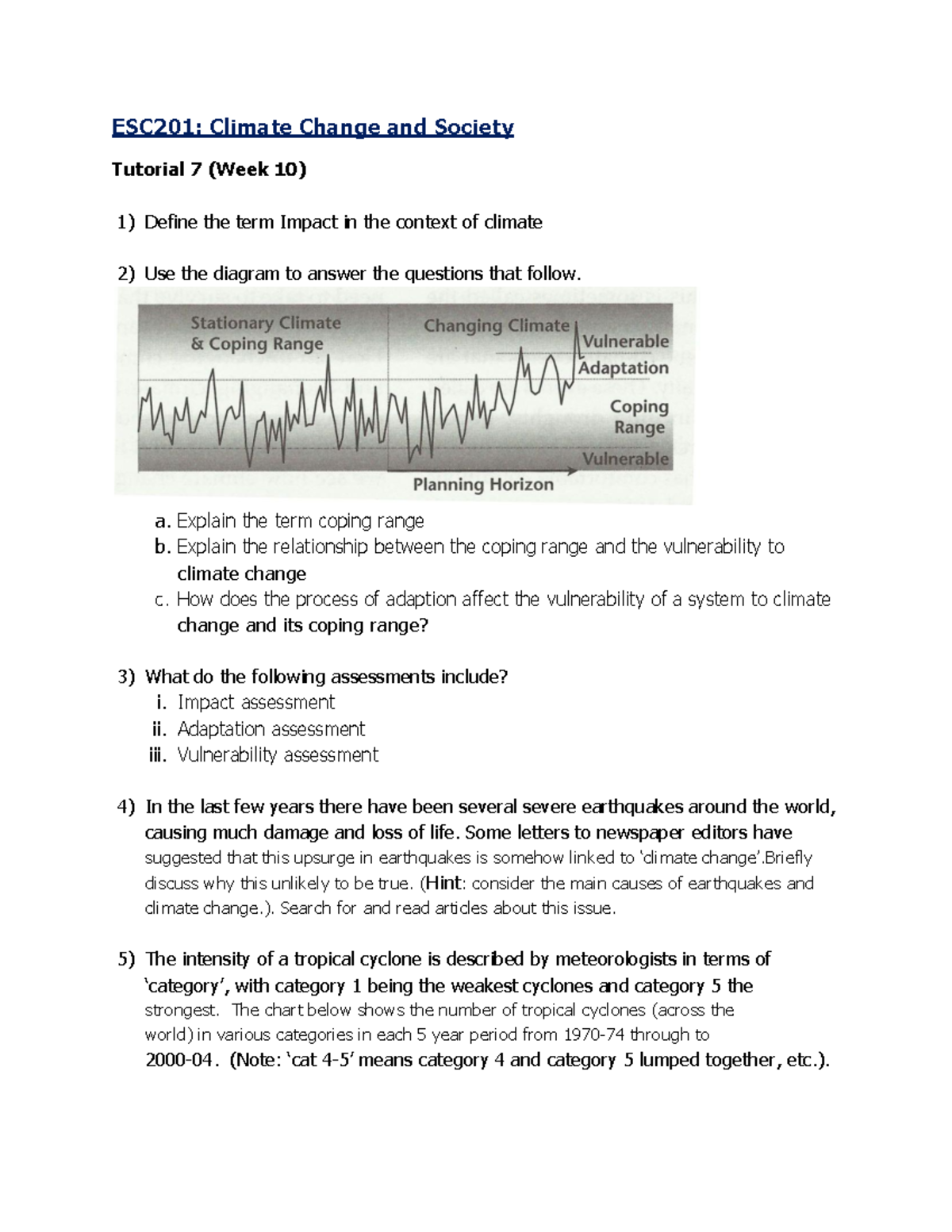 Tutorial 7 - notes - ESC201: Climate Change and Society Tutorial 7 ...