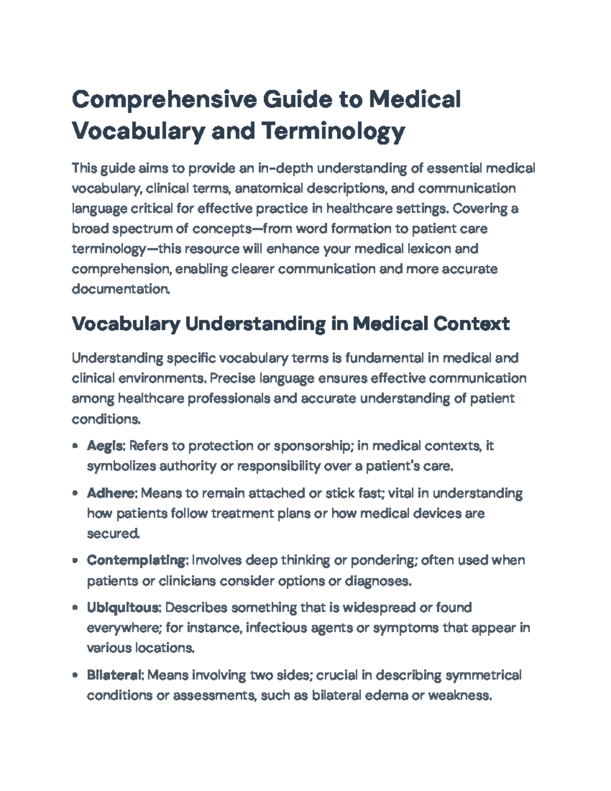 Comprehensive Medical Vocabulary & Terminology Guide for Clinicians ...