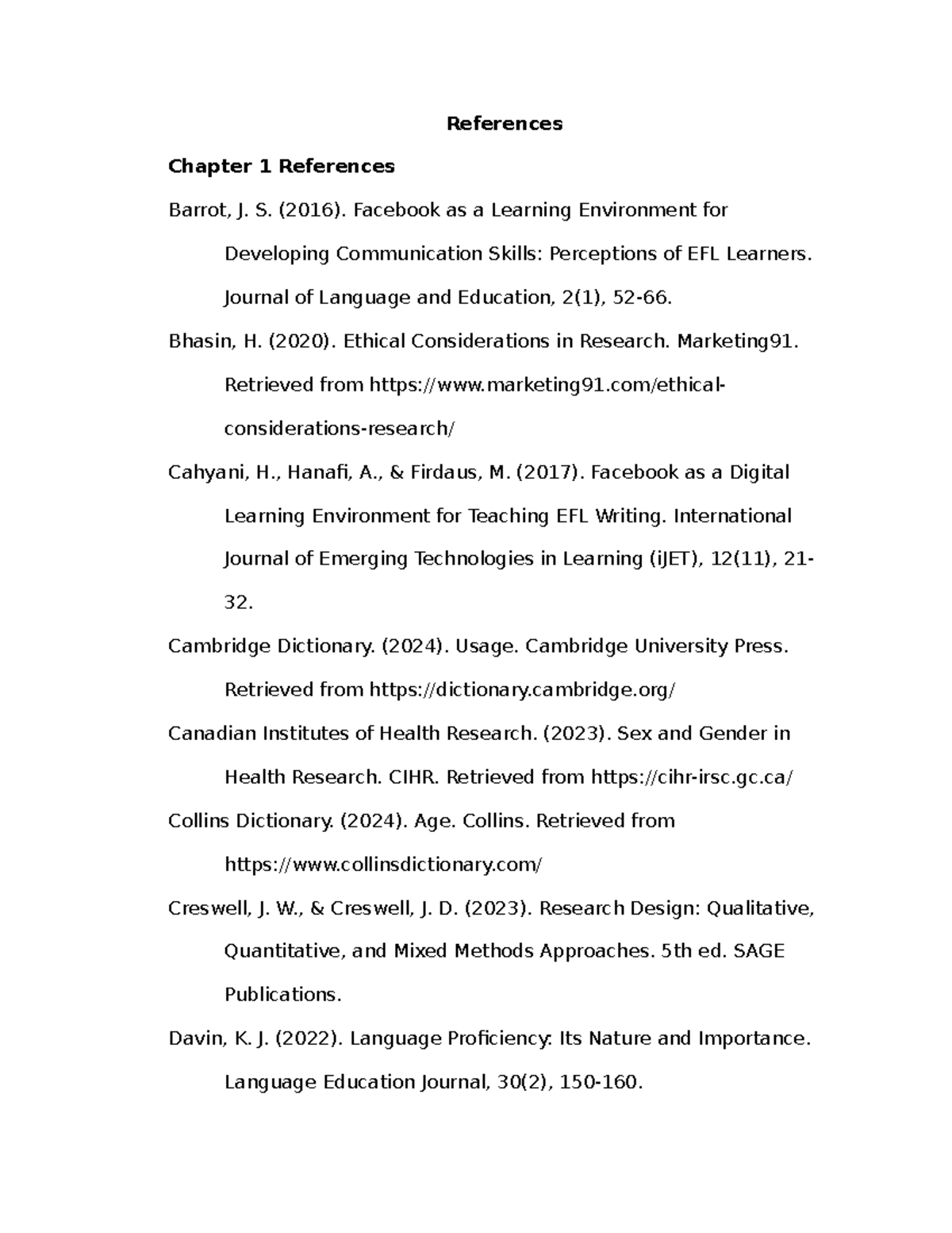 Thesis References: A Comprehensive Sample List for Research - Studocu