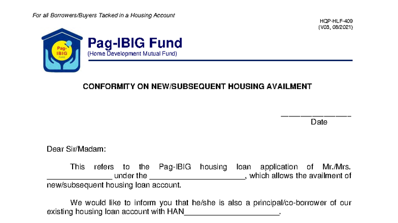 HLF409 Conformity for New Housing Loan Availment - Studocu