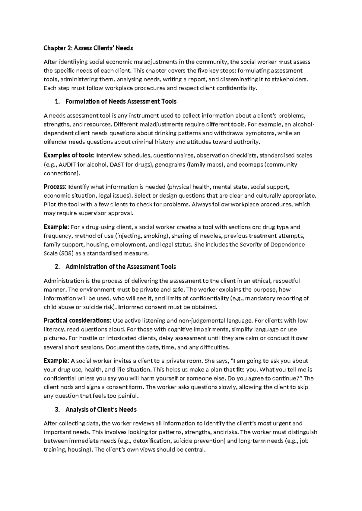 Chapter 2: Needs Assessment in Social Work - Rehab Notes - Studocu