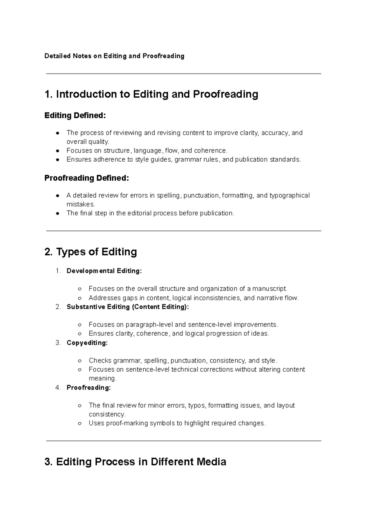 Editing and Proofreading Techniques: Comprehensive Study Notes - Studocu