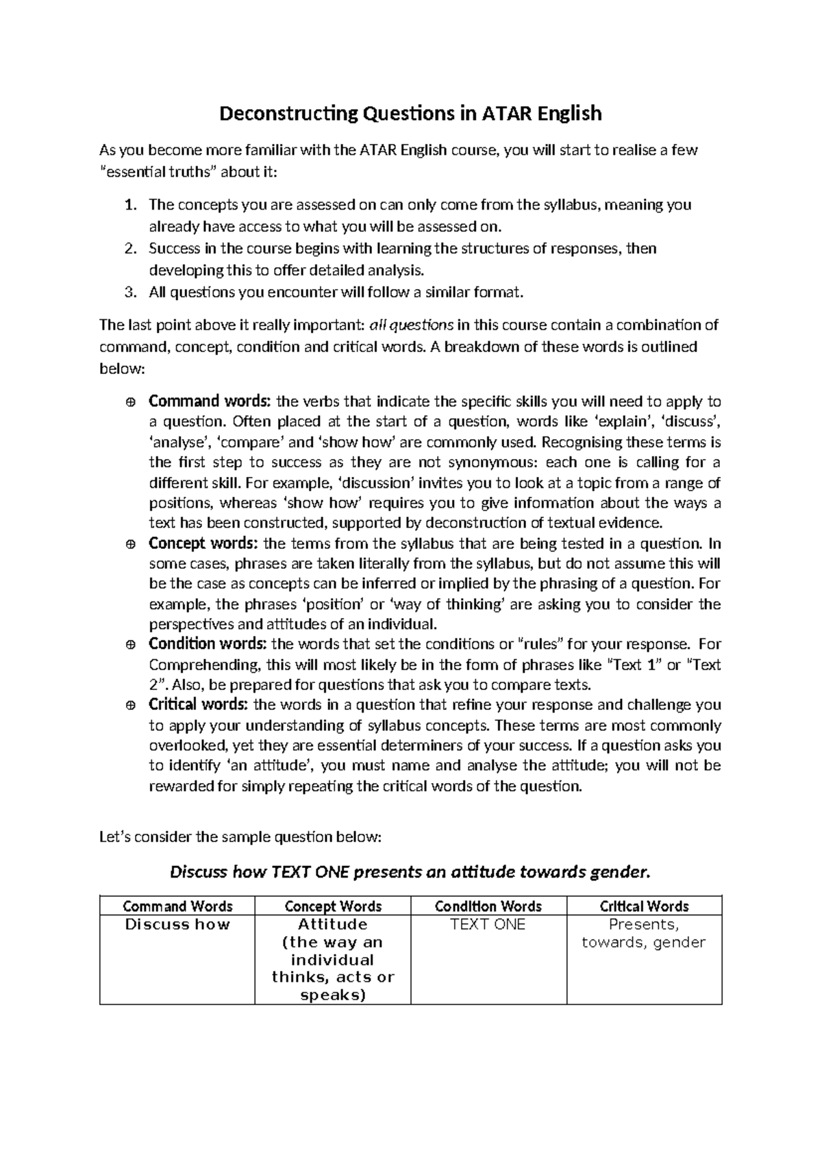Deconstructing Questions in ATAR English: Key Insights for Success ...