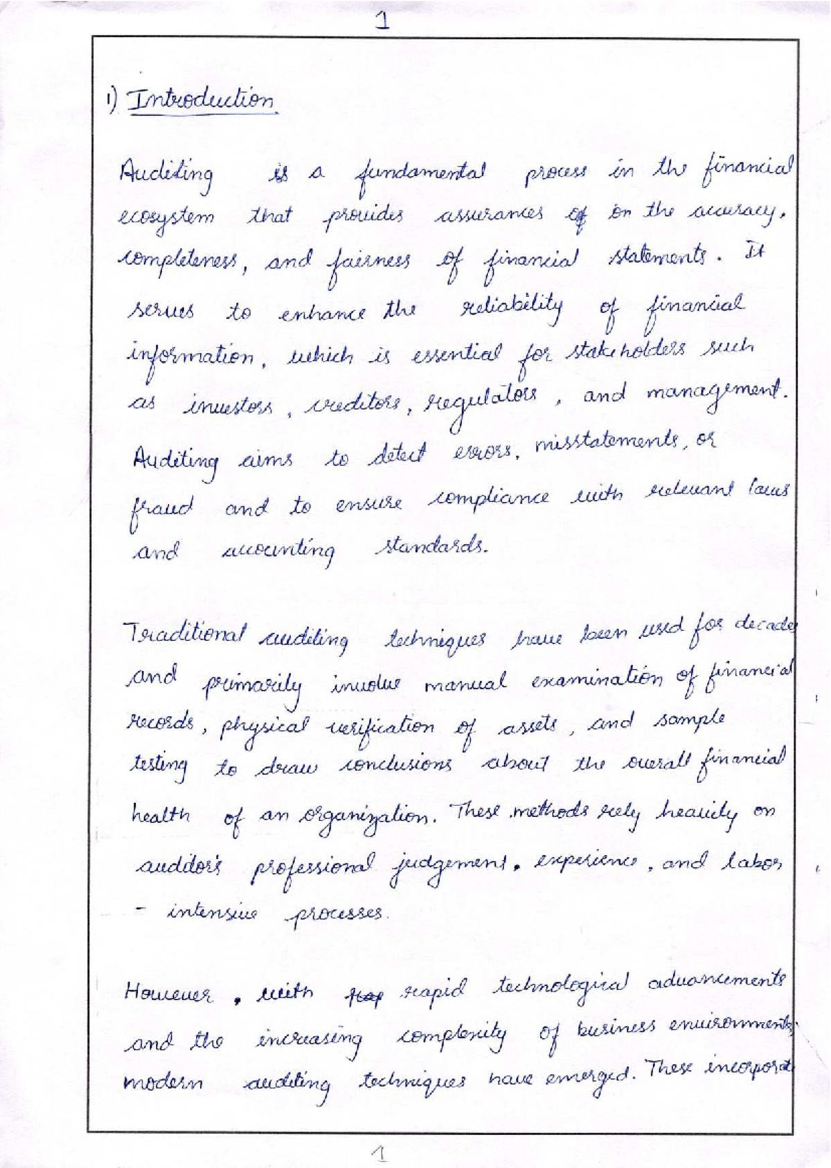 Auditing 0001: Comparing Traditional vs. Modern Techniques in Auditing ...