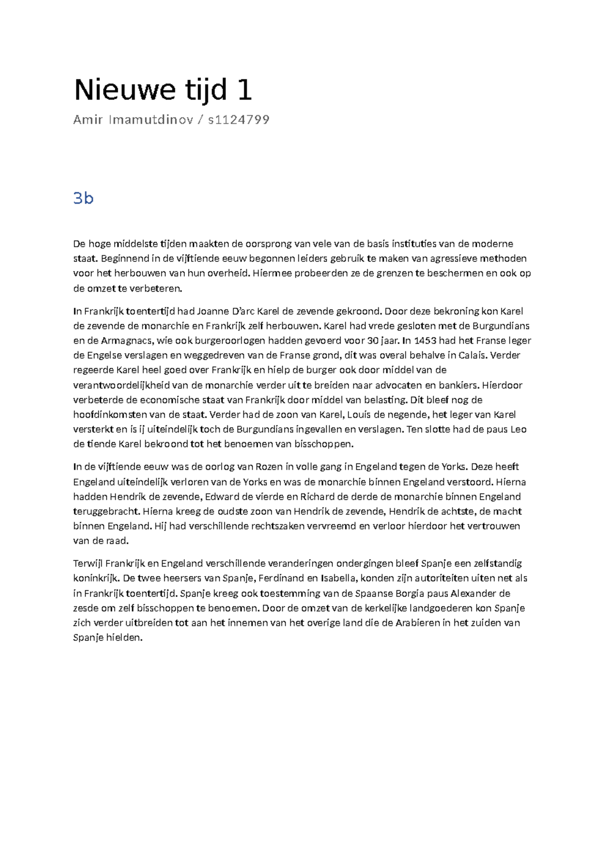 Nieuwe Tijd Opdracht 1 - Analyse van de Historische Ontwikkelingen ...