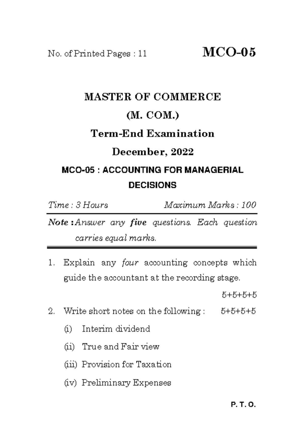 MCO-05 - Accounting for Managerial Decisions Exam Notes December 2022 ...
