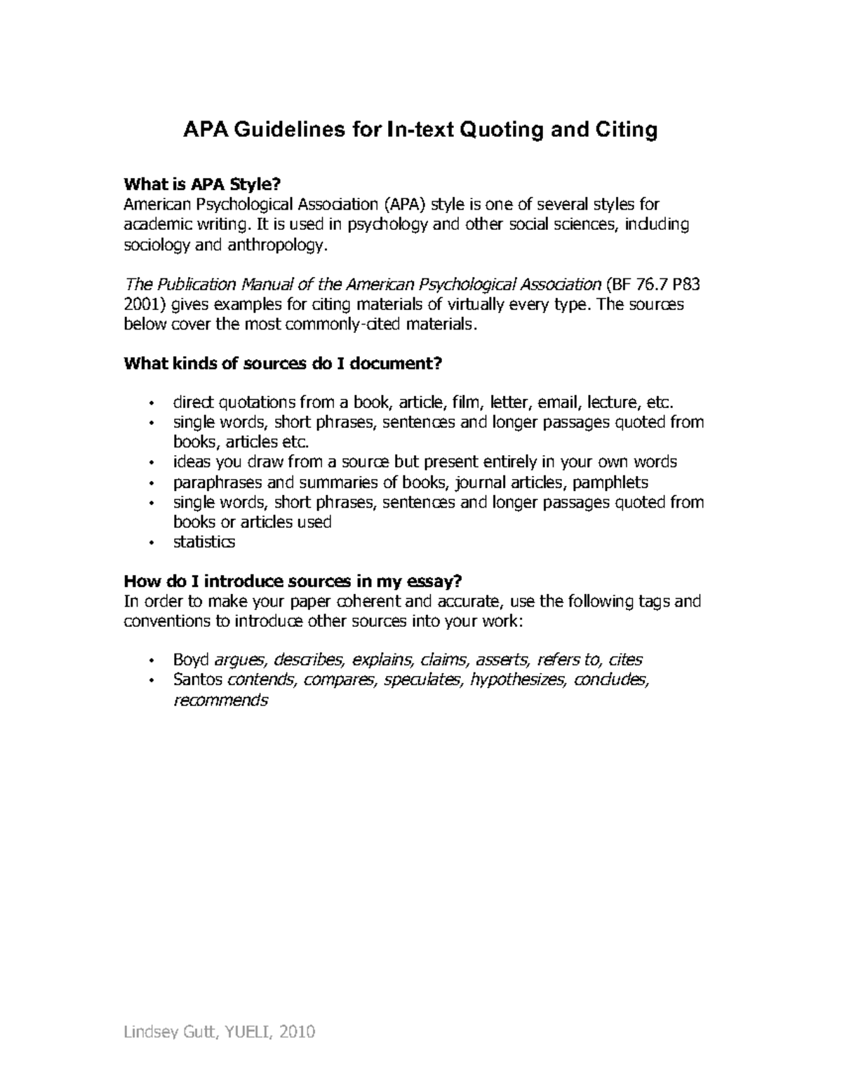 APA Style Guidelines for In-text Quoting & Citing - Studocu