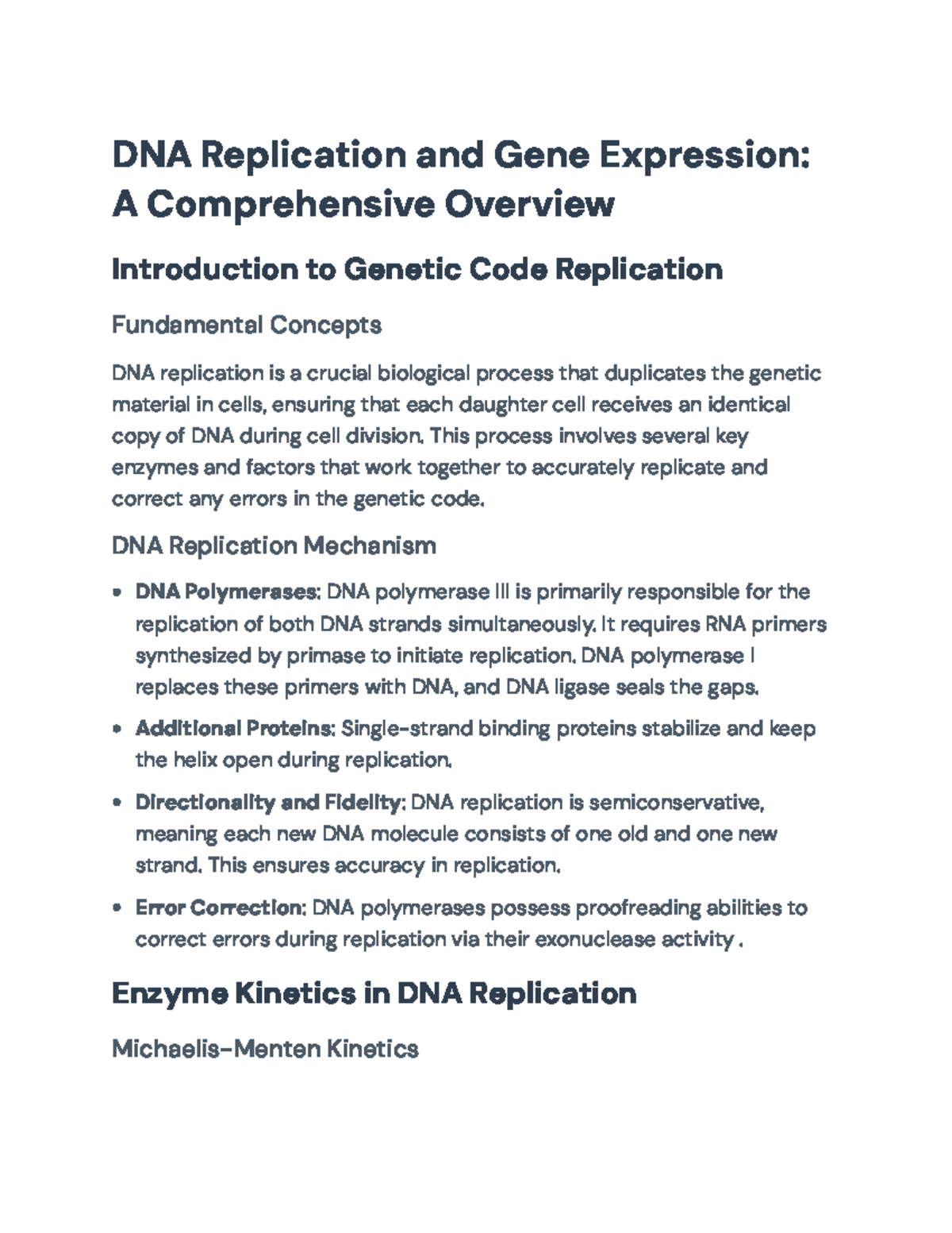 DNA Replication & Gene Expression: Mechanisms and Key Concepts - Studocu