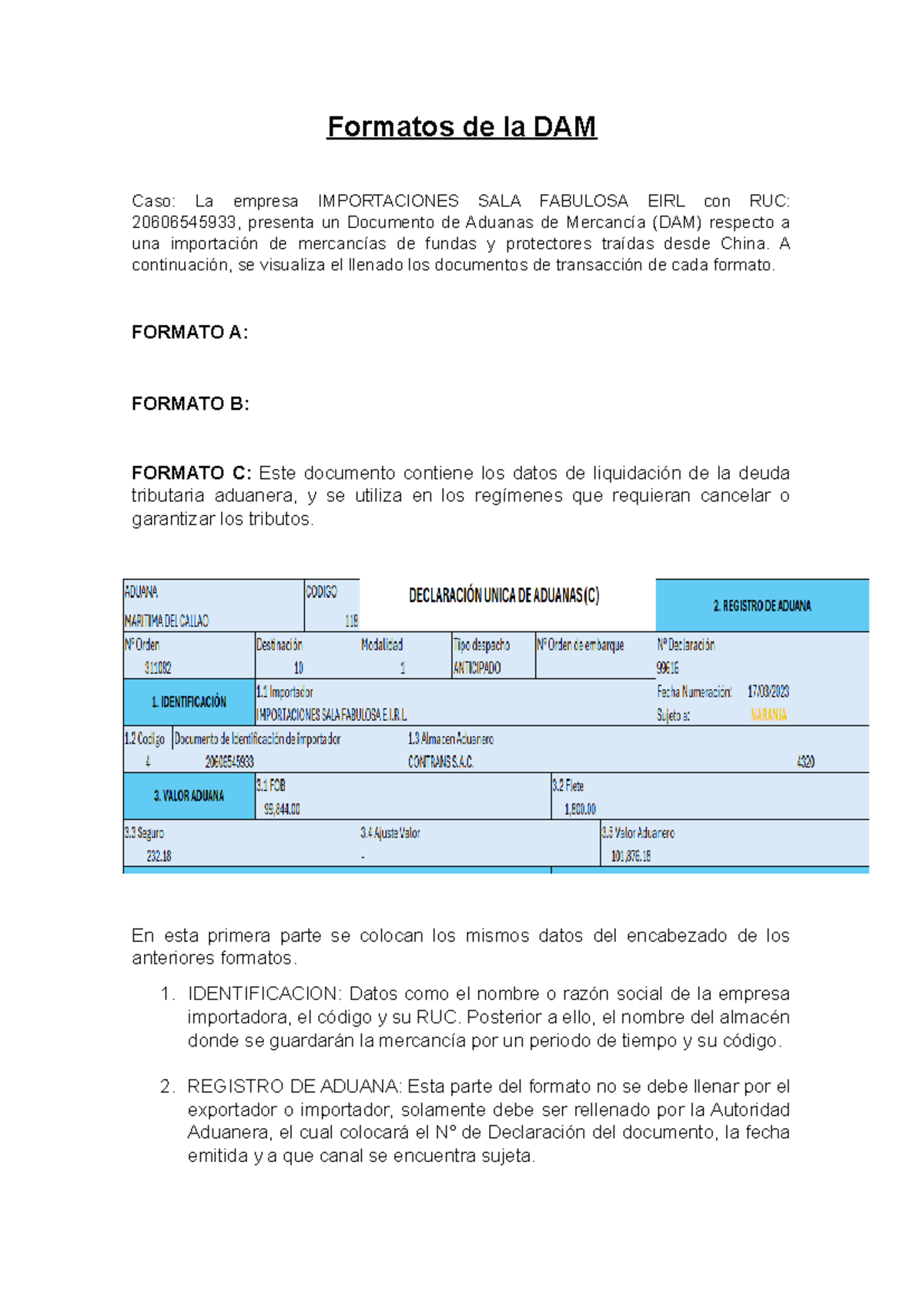 Formato DAM - Tipos A1 y B1 en Importaciones y Aduanas - Studocu