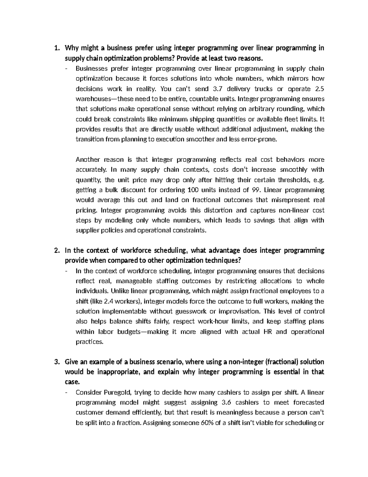 Integer Programming vs. Linear Programming in Supply Chain Optimization ...