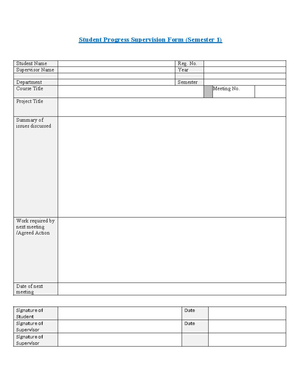 4th Year. Student.Supervision.Form.Sem1 - Business information ...
