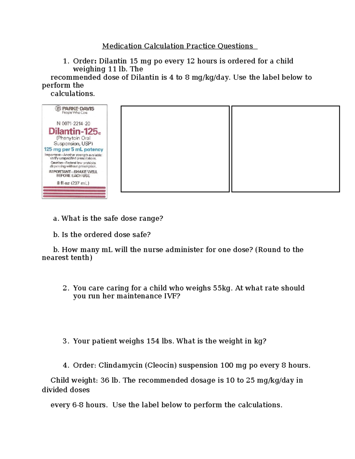 Medication Calculation Practice Questions For Math 3 Studocu