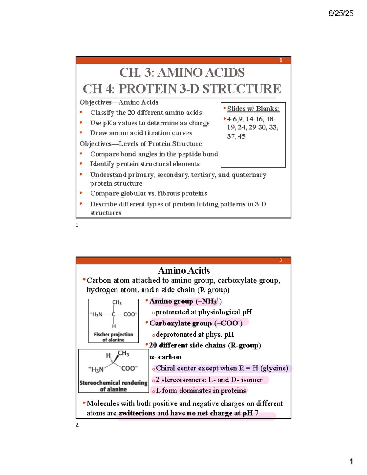 Titration and Structure of Amino Acids & Proteins (BIO 101) - Studocu
