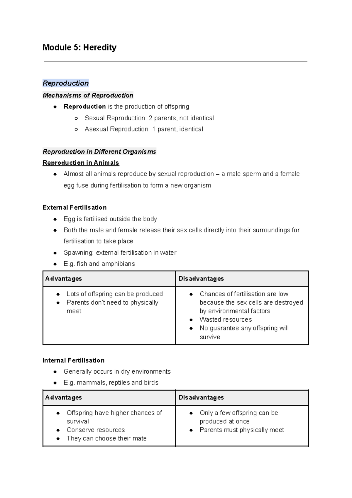 HSC Module 5: Heredity and Reproduction Mechanisms Explained - Studocu