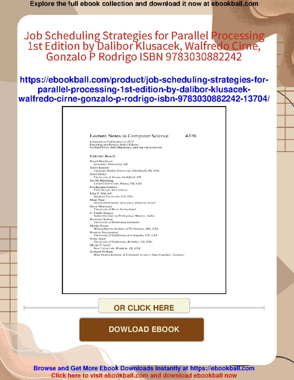Job scheduling strategies for parallel processing: 1st edition notes ...