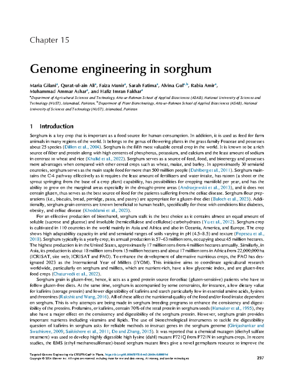 Chapter 15: Genome Engineering in Sorghum - Advances and Applications ...