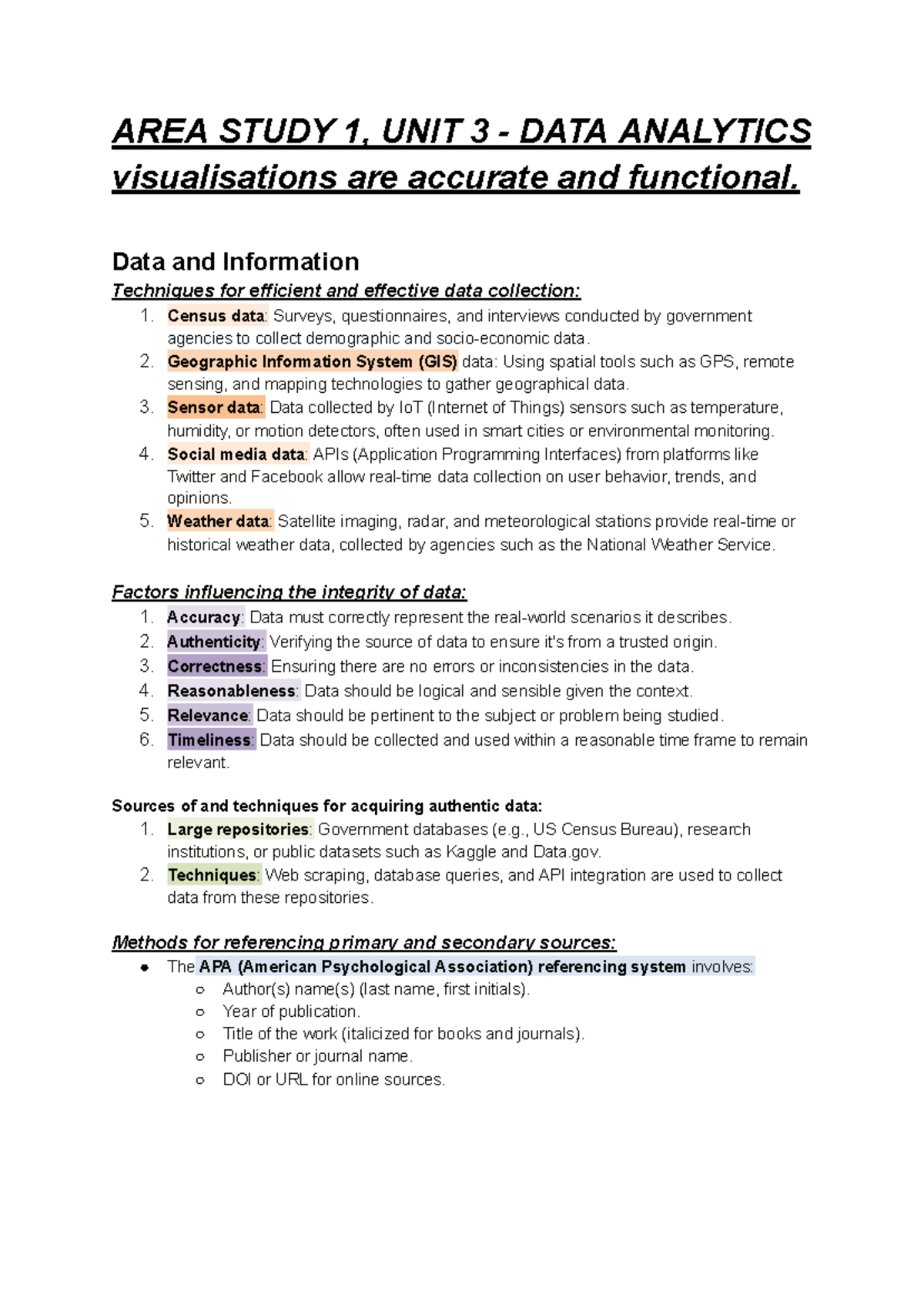 unit 3 and 4 compare science - AREA STUDY 1, UNIT 3 - DATA ANALYTICS ...