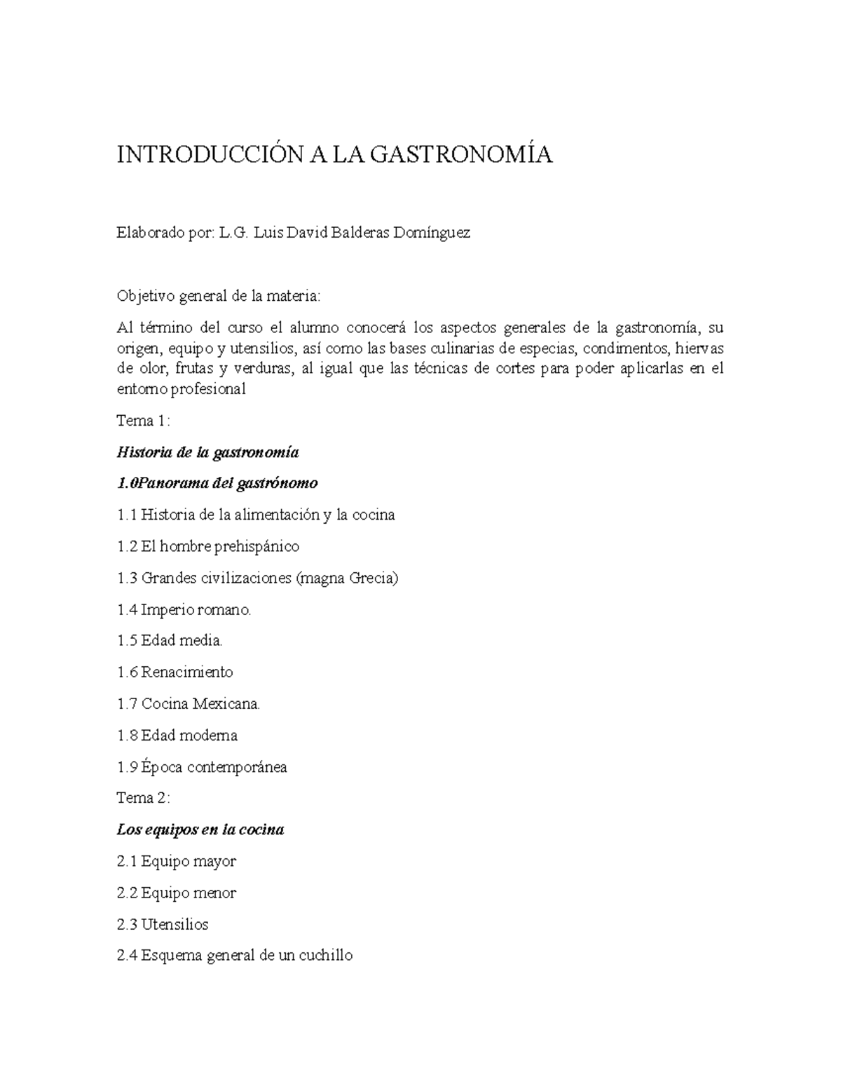 Introducción a la Gastronomía: Historia y Fundamentos Culinarios - Studocu