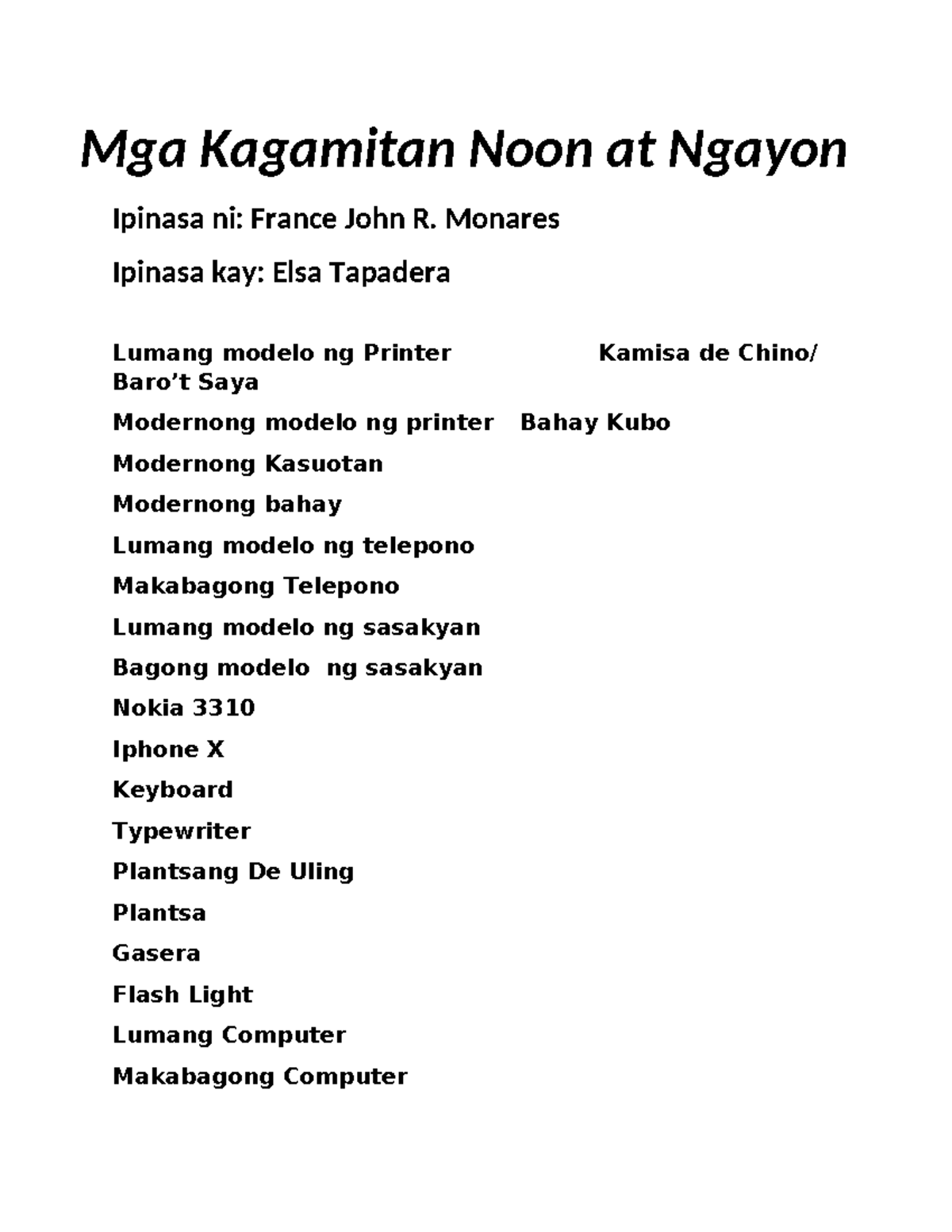 Title Project - qtqtqtqt - Mga Kagamitan Noon at Ngayon Ipinasa ni ...
