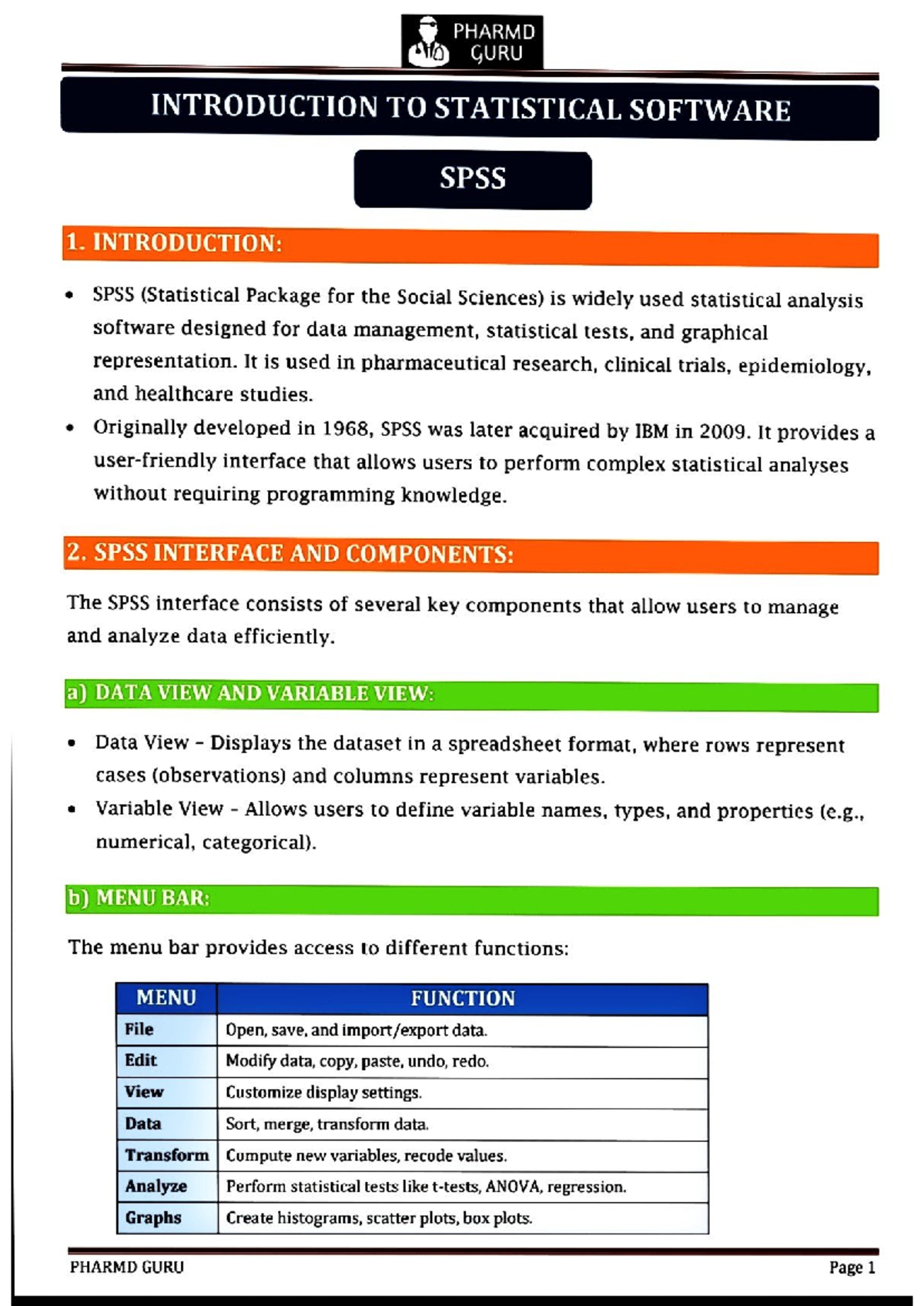 PHARMD GURU: Overview of Statistical Software SPSS, Epi Info, and SAS ...