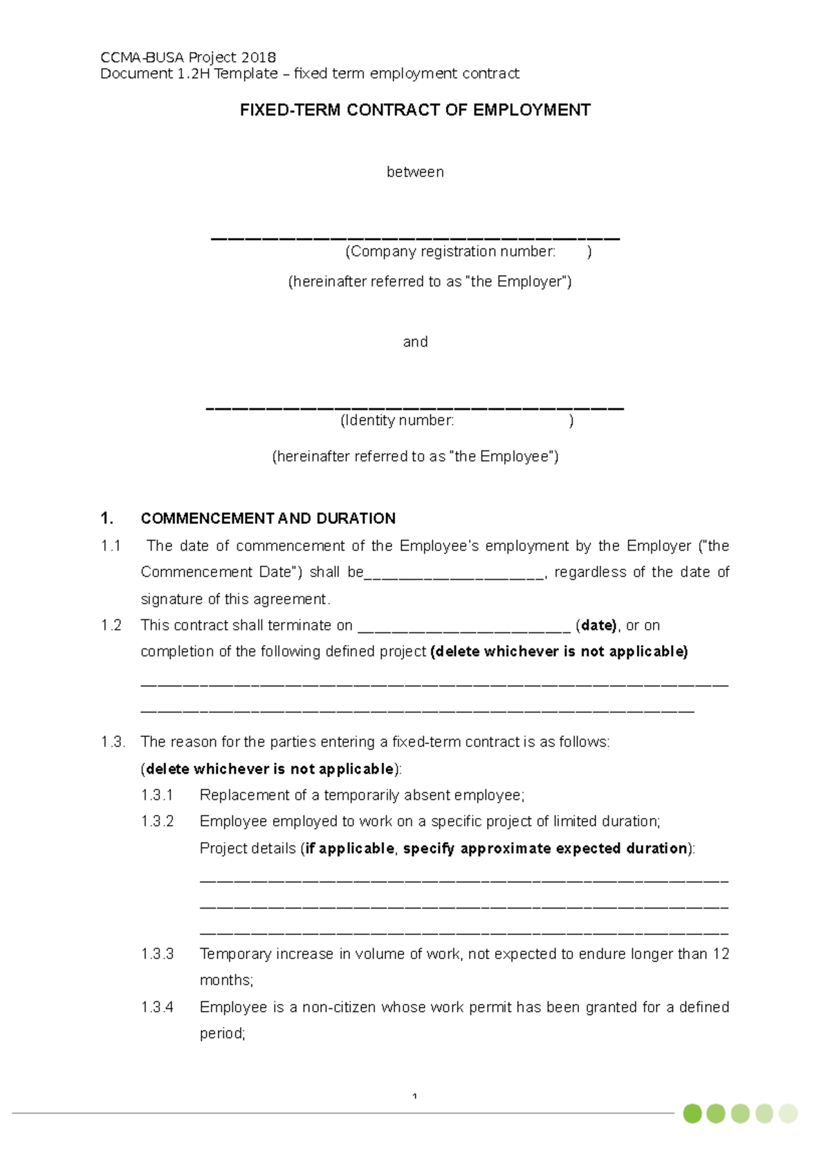 1.2H Fixed-Term Employment Contract Template - Guidelines & Provisions ...