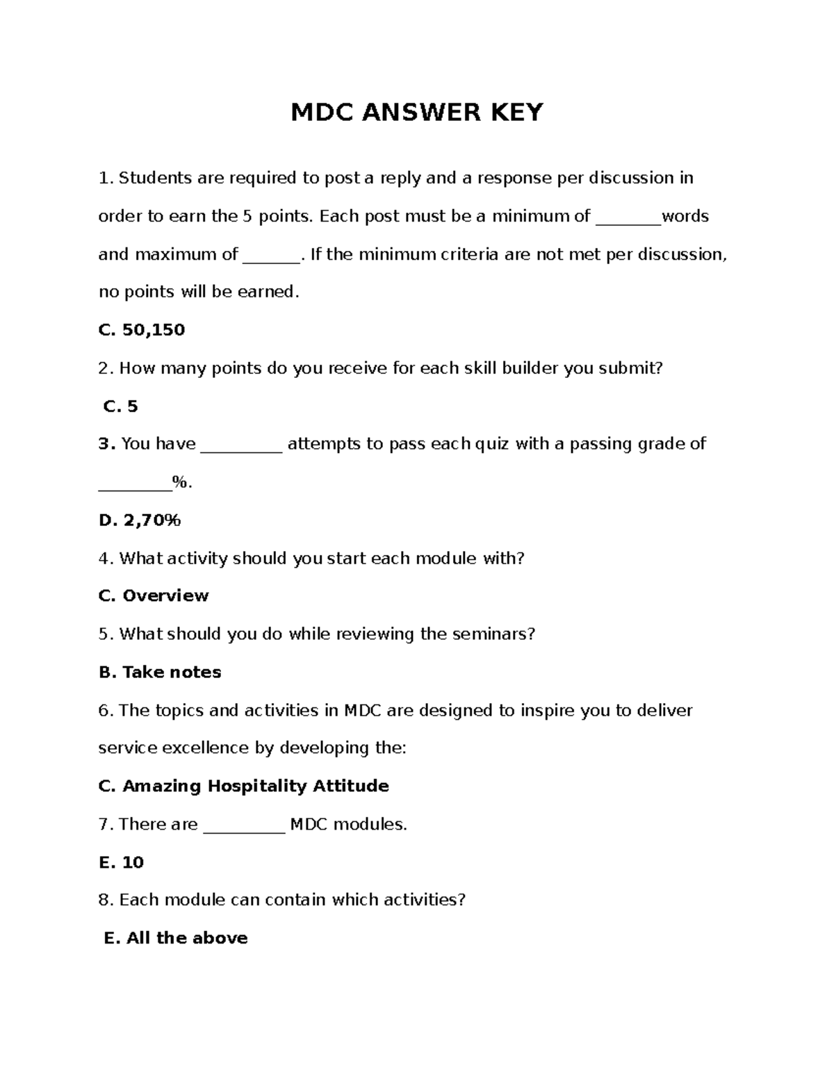 MDC Answer Key - This is a Big Help to all students that have a AHA MDC ...