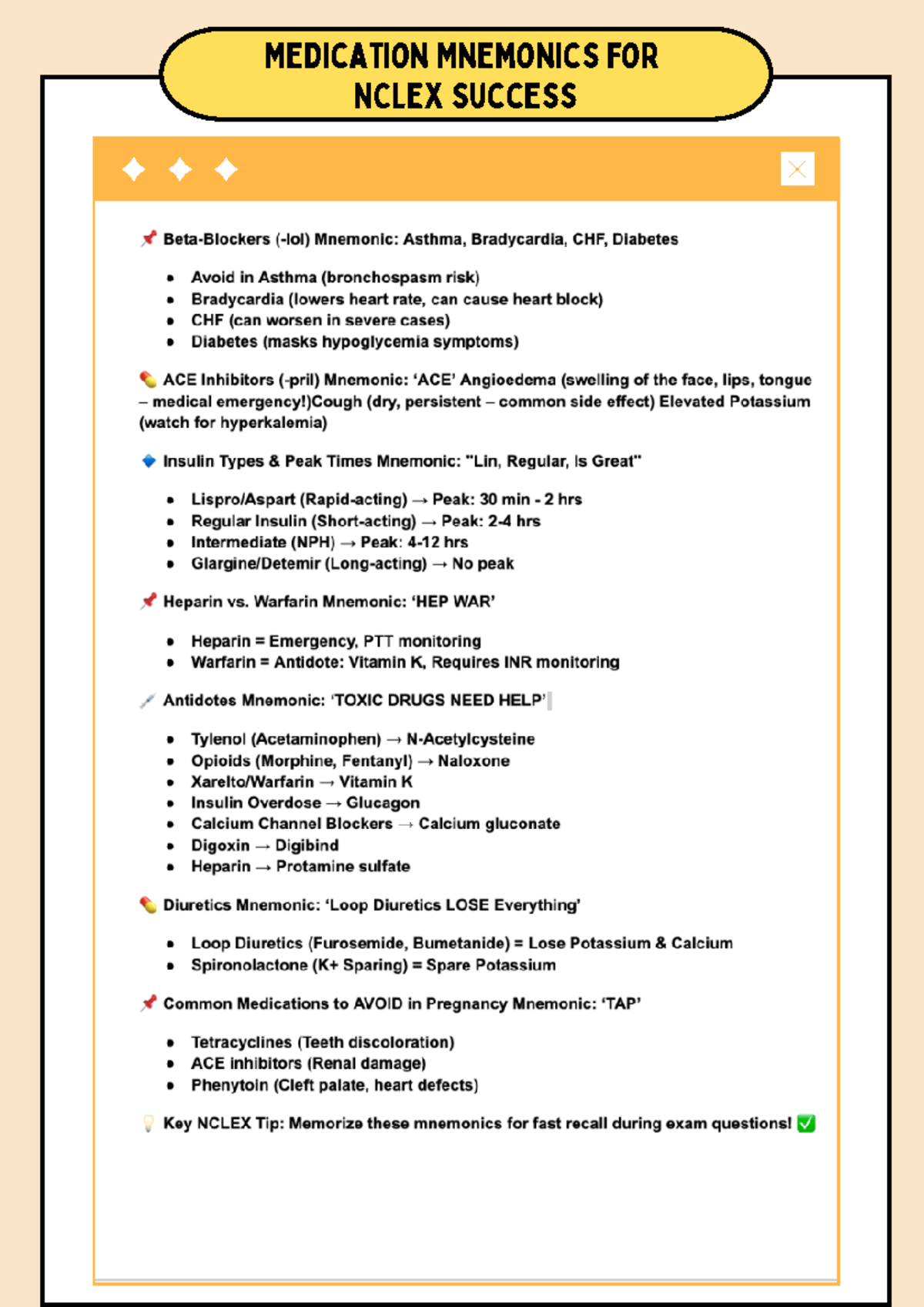 Free mneumonics for pharm - MEDICATION MNEMONICS FOR NCLEX SUCCESS X ...