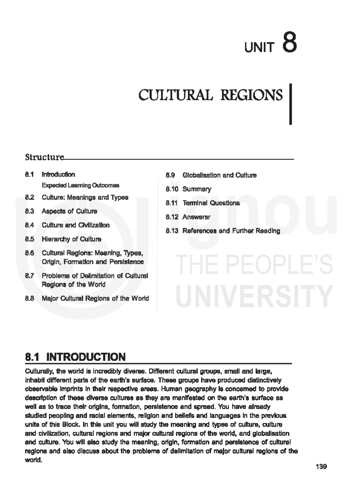 Unit-8 - Helpfull - UNIT 8 CULTURAL REGIONS Structure 8 Introduction 8 ...