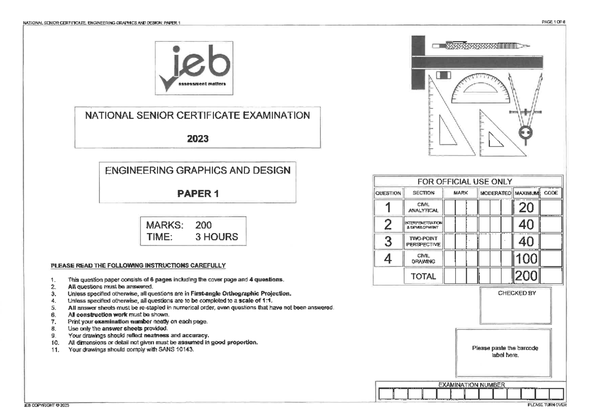 NSC EGD P1 2023 - Final Exam Paper 1: Detailed Instructions and ...